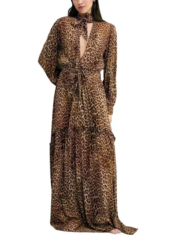 Melissa Odabash Leopard Print Maxi Dress - Brown