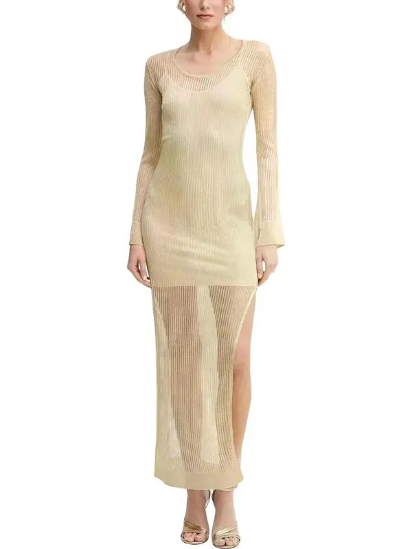 SIMONA CORSELLINI Ribbed Knit Midi Dress - Neutrals