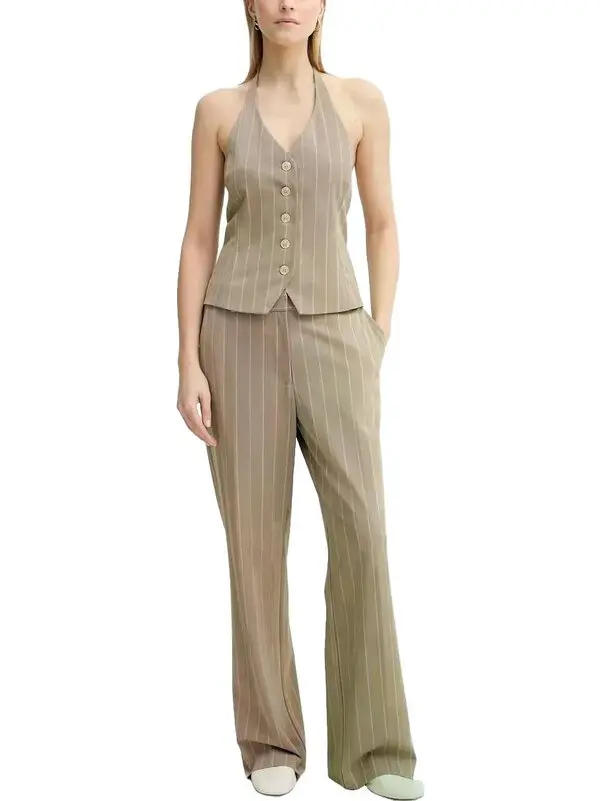 SAMSOE SAMSOE Saneem Pinstriped Halter-neck Top - Brown