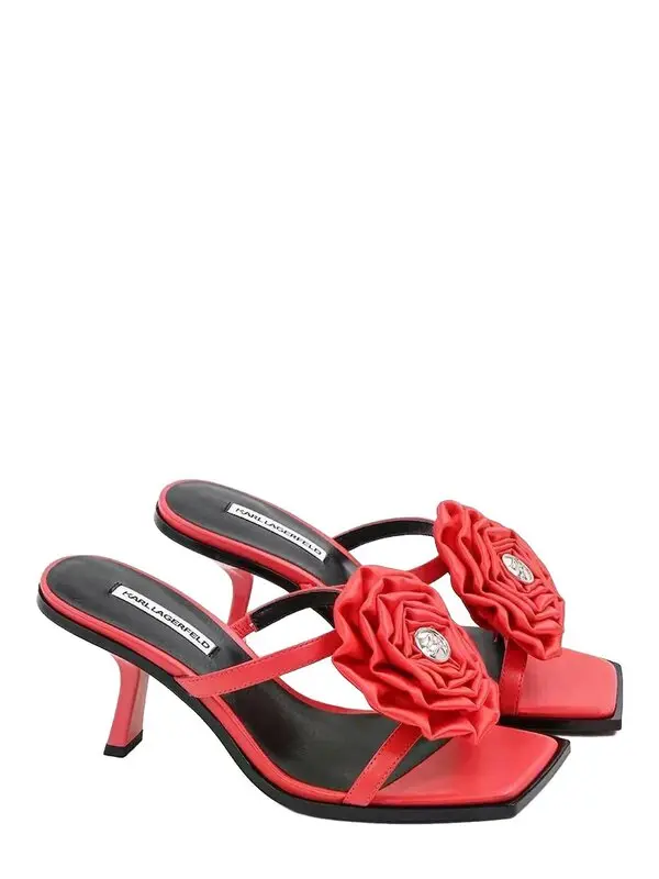 Karl Lagerfeld 70mm Rose-embellished Sandals - Red