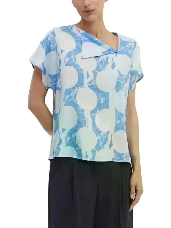 Tiger Of Sweden Abstract-print Short-sleeved Blouse - Blue