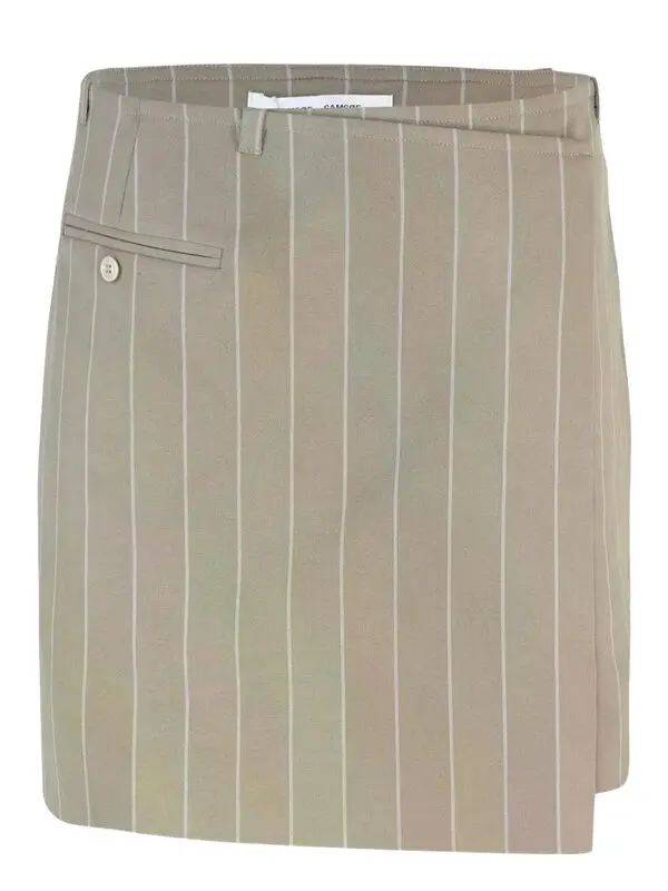 SAMSOE SAMSOE Pinstripe Mini Skirt With Button Details - Brown