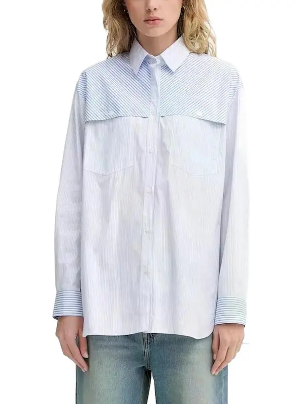 Paul Smith Striped Panelled Shirt - Blue