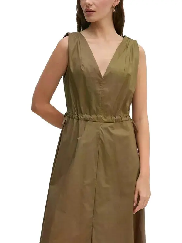 SANDRO FERRONE V-neck Drawstring Maxi Dress - Green