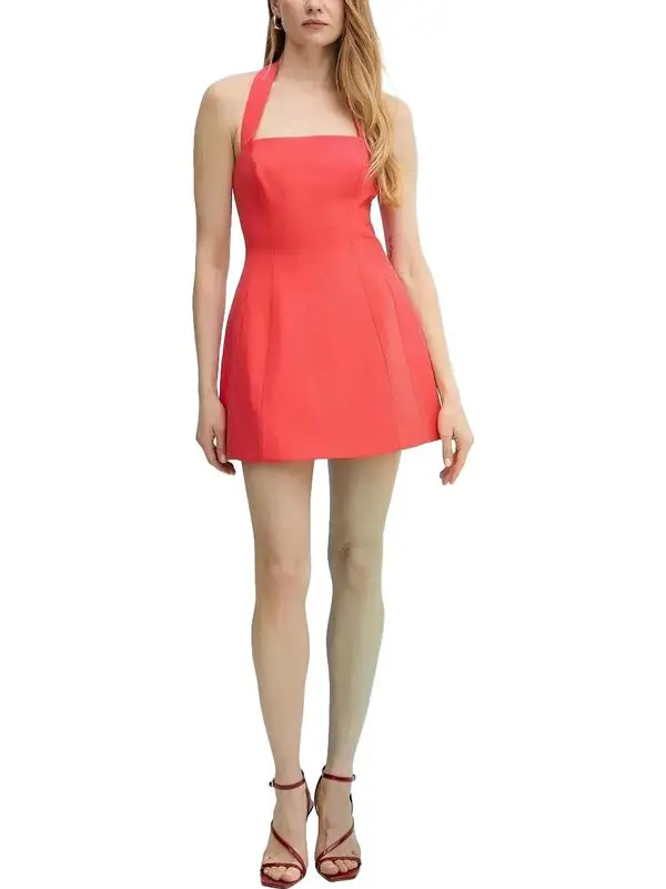 Bardot Halter Neck Mini Dress - Orange
