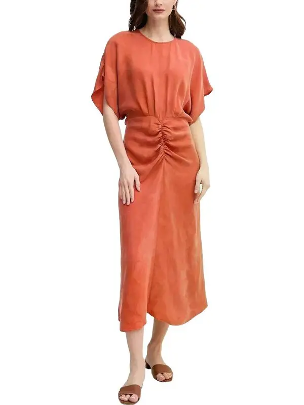 HOSS INTROPIA Textured Cinched Midi Dress - Orange