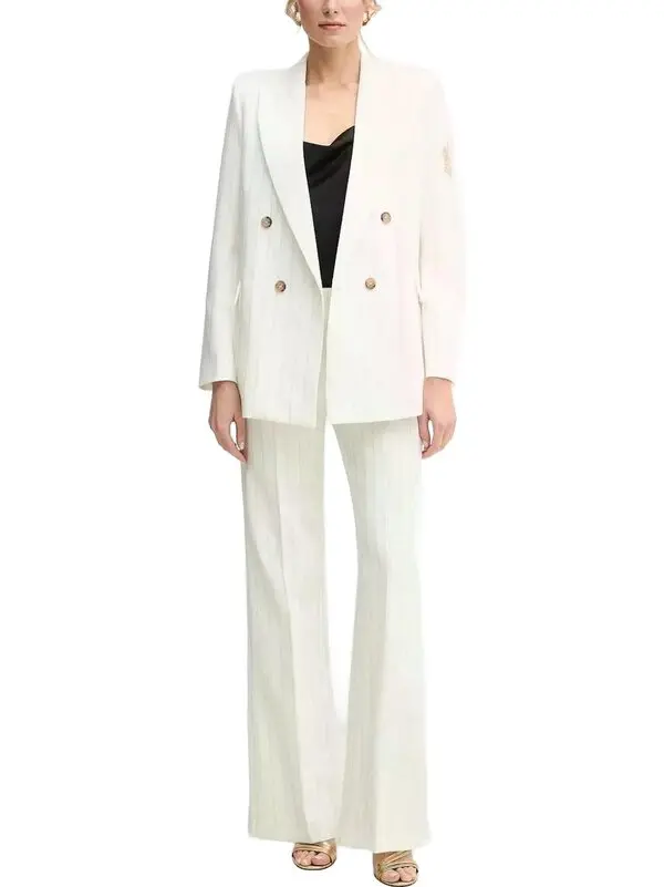 ERMANNO FIRENZE Pinstripe Blazer With Logo Patch - White