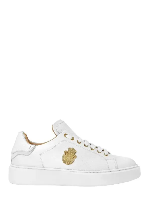 BILLIONAIRE Embossed-logo Leather Sneakers - White