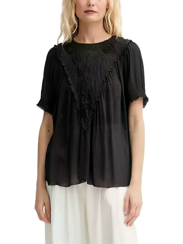 Munthe Perilla Ruffled Top - Black