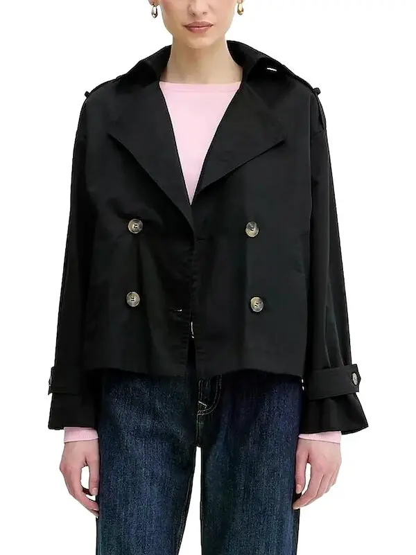 Sisley Double-breasted Cropped Jacket - Black