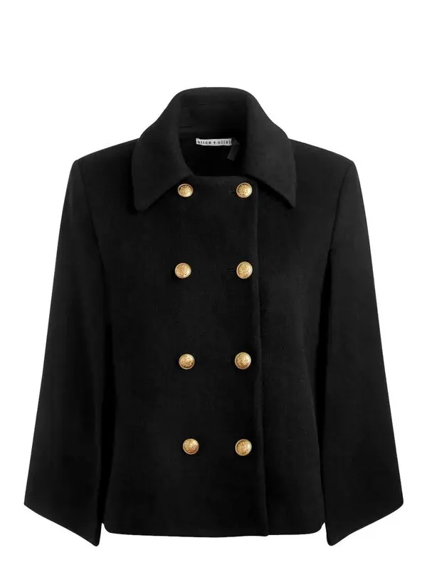 Alice + Olivia Reynalda Double-breasted Cape Coat - Black