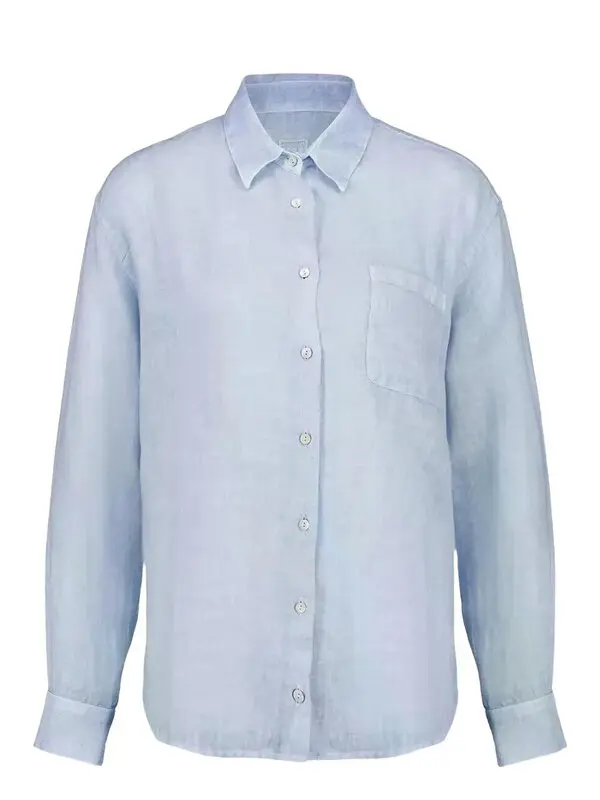 120% Lino Long-sleeve Linen Shirt - Blue