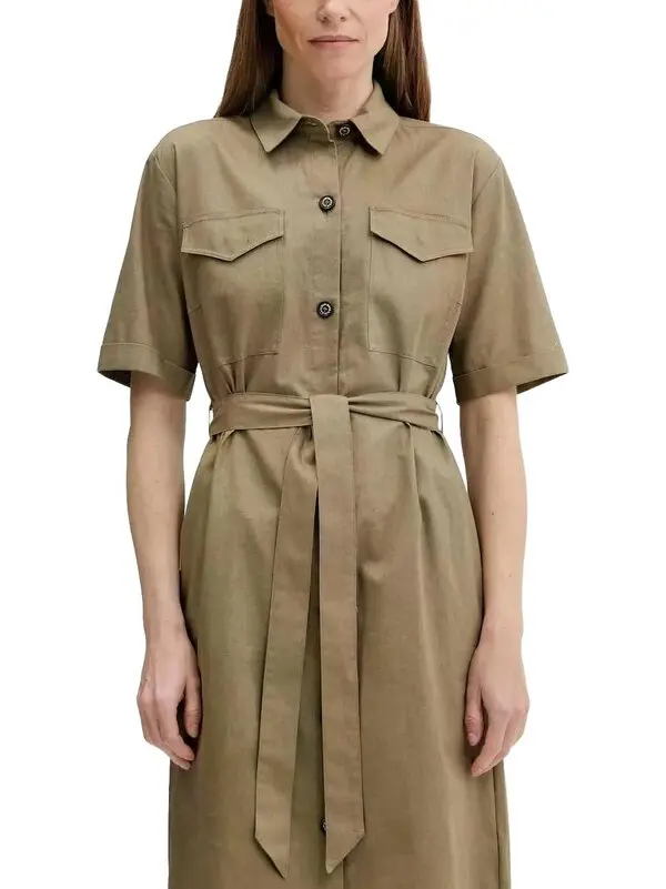 Barbour Belted Midi Shirt Dress - Green