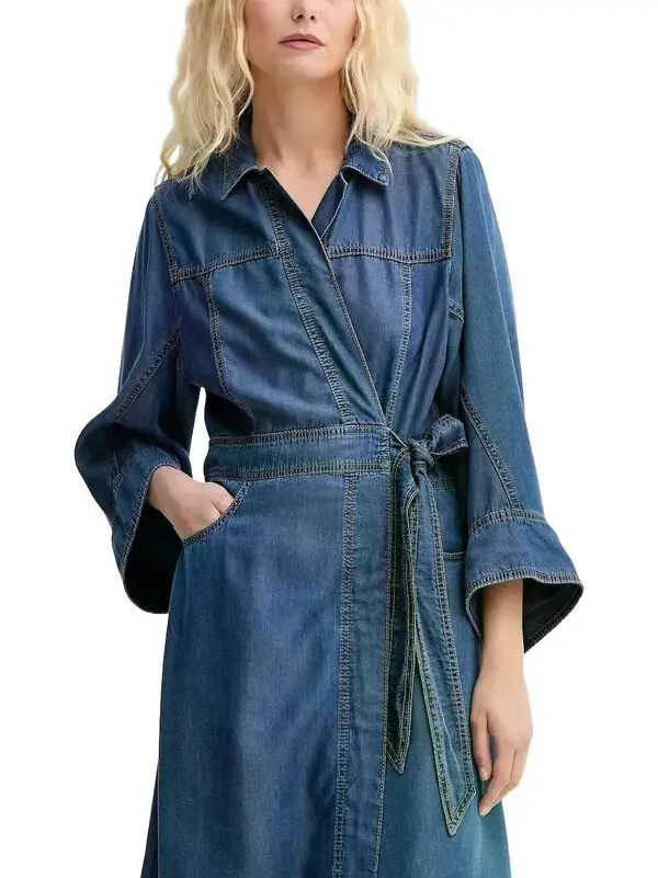 Munthe Prescott Denim Midi Wrap Dress - Blue
