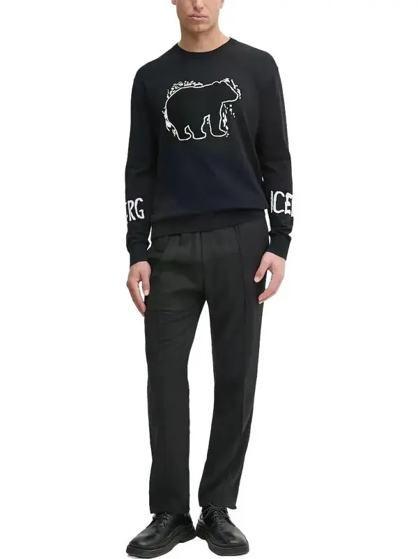 Iceberg Embroidered Long-sleeve Sweater - Black