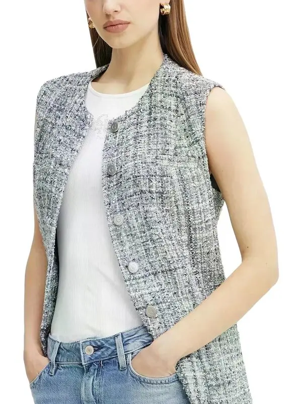 Guess Tweed Sleeveless Waistcoat - Grey