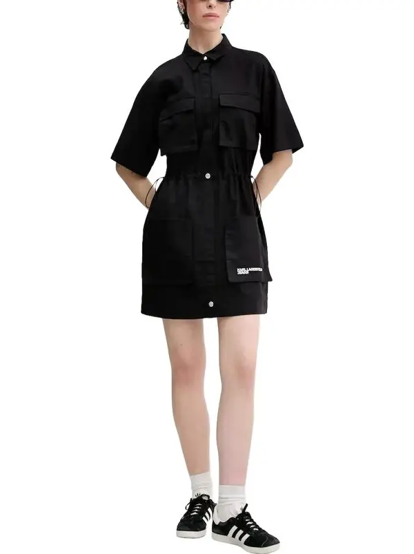 Karl Lagerfeld Drawstring-waistband Mini Dress - Black