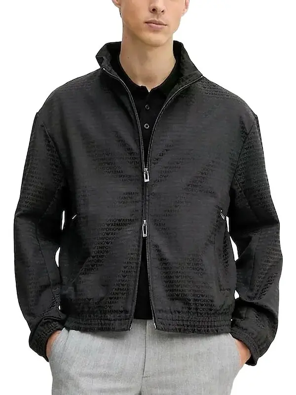 Emporio Armani Logo-print Zip-up Jacket - Black