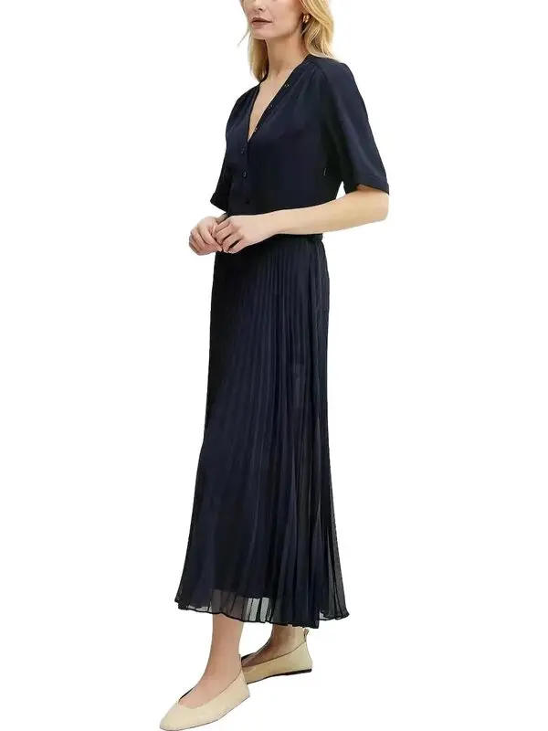 Hugo Boss Docelina Pleated Button-front Midi Dress - Blue