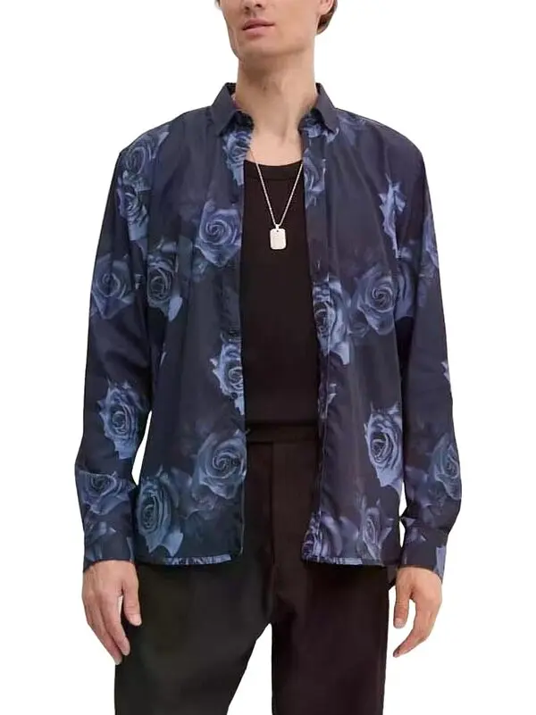 BRUUNS BAZAAR Rose-print Shirt - Blue