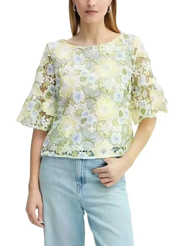 BRUUNS BAZAAR Floral Bell-sleeve Top - Green