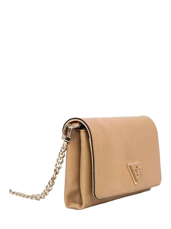 Guess Textured Crossbody Bag With Chain Strap - Neutrals