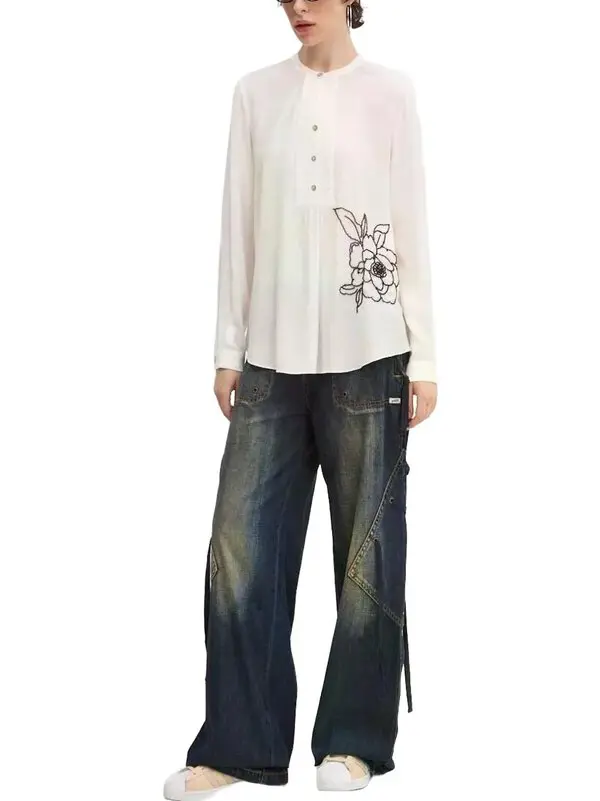 Desigual Beaded Flower Embellishment Blouse - White