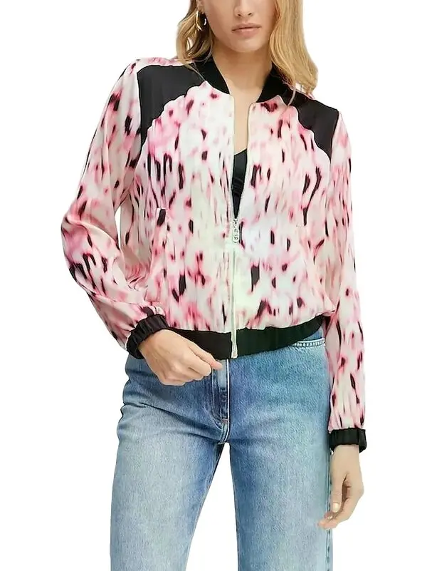 Liu Jo Abstract-print Bomber Jacket - Pink