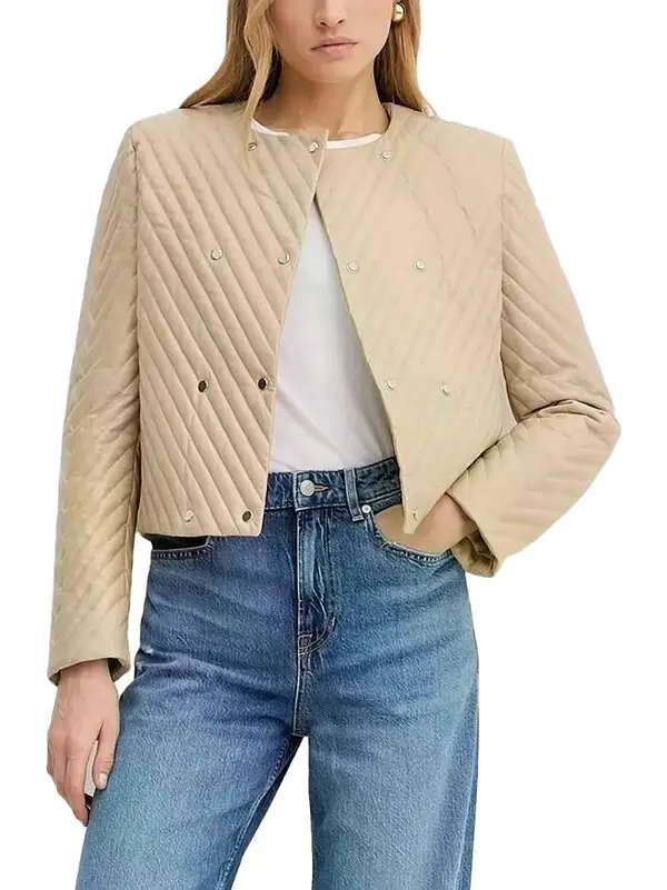 BOSS Leather Diagonal-quilted Jacket - Neutrals