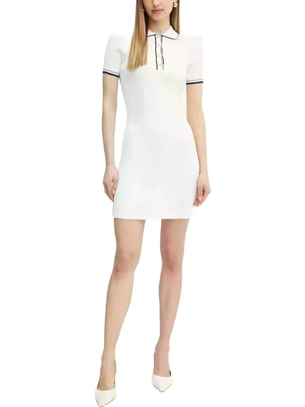 Guess Ribbed Polo Mini Dress - White