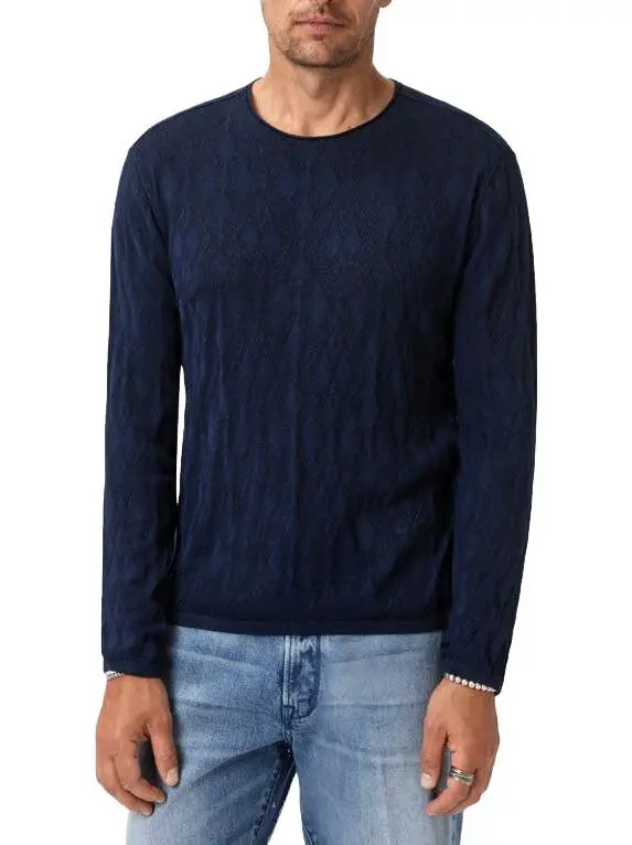 John Varvatos Brycen Argyle Organic Cotton Sweater - Navy