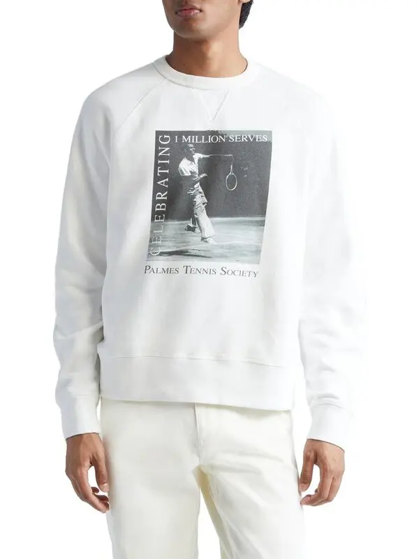 PALMES Celebration Raglan-sleeve Graphic Sweatshirt - Off-white
