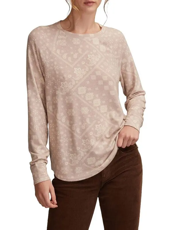 Lucky Brand Raglan Sleeve Knit Top - Neutral Multi