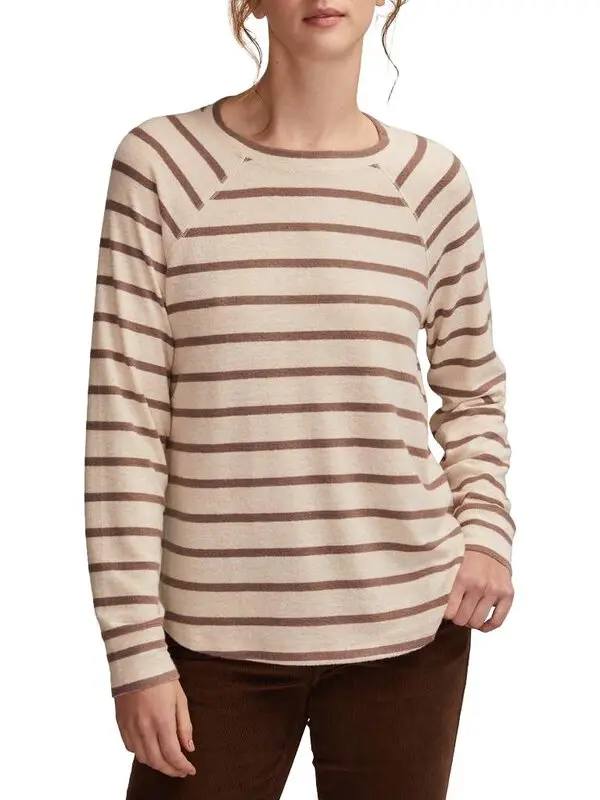 Lucky Brand Raglan Sleeve Knit Top - Tan Multi