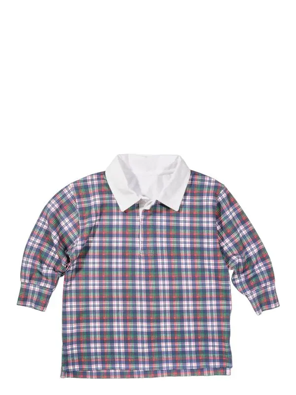 FLORENCE EISEMAN Plaid Knit Long Sleeve Polo - Multicolor Plaid