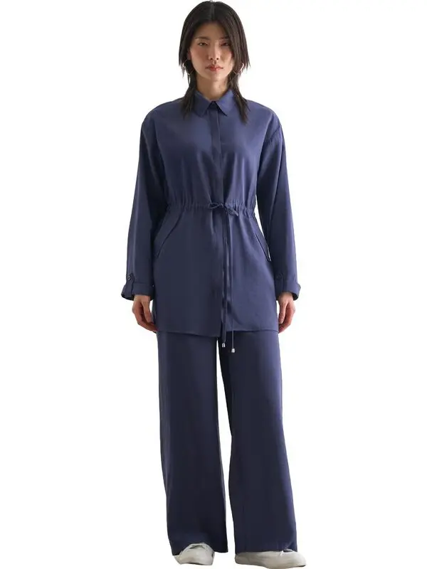 MIZALLE Cinch Waist Tunic - Indigo