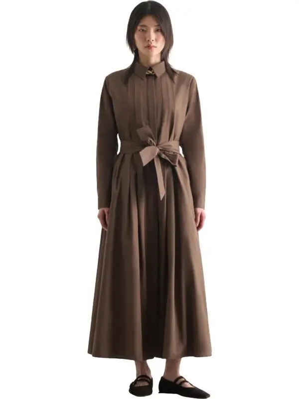 MIZALLE Cotton Poplin Long Dress - Brown
