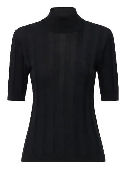 CALLAS MILANO Jordyn Short Sleeve Mockneck Sweater - Black
