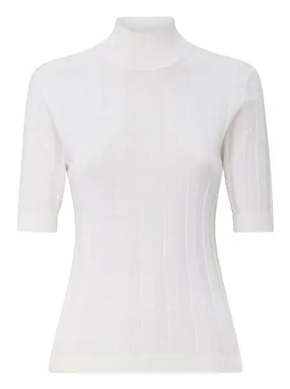 CALLAS MILANO Jordyn Short Sleeve Mockneck Sweater - White