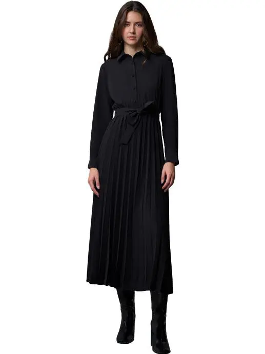 MIZALLE Shirt Dress With Pleated Skirt - Black