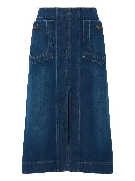 CALLAS MILANO Fernanda Stretch Denim Skirt - Blue