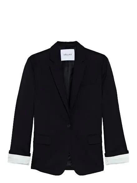 CALLAS MILANO Denis Oversized Blazer With Contrast Cuff Sleeve - Black