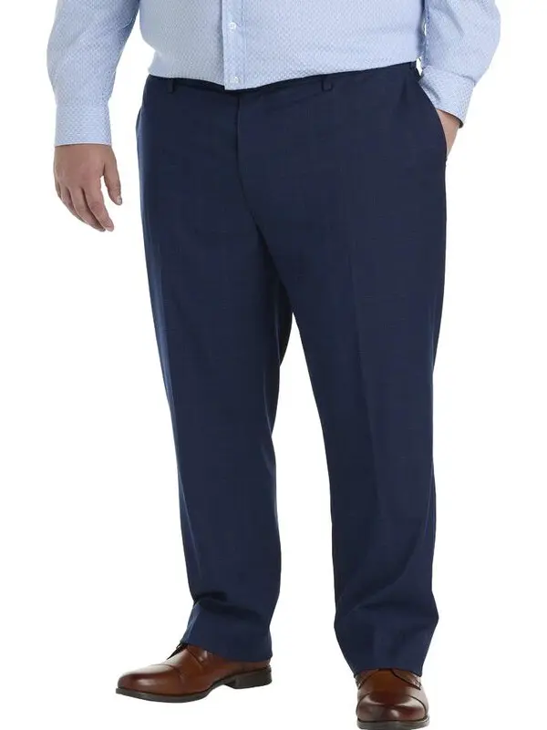 OAK HILL BY DXL Big & Tall Windowpane Suit Pants - Navy