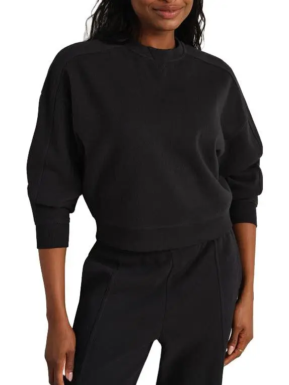 RHONE Signature Crewneck Rib Sweatshirt - Pure Black