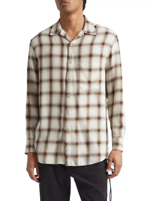 SONG FOR THE MUTE Oversize Plaid Button-up Shirt - White