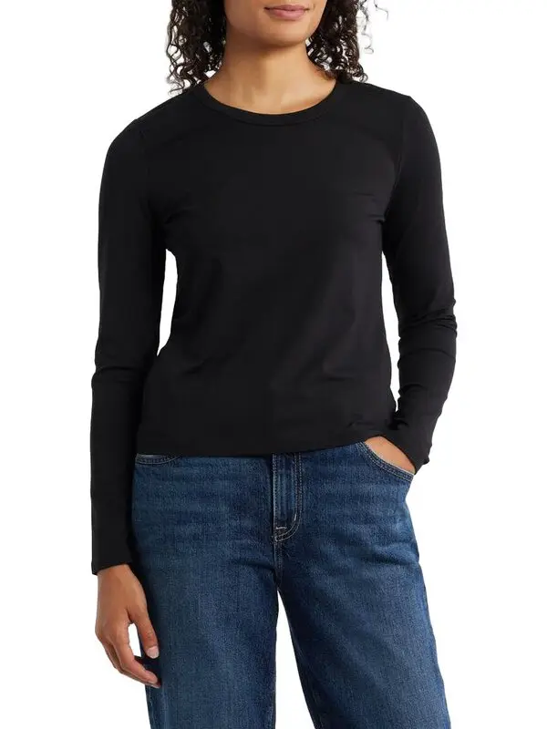 NIC+ZOE Perfect Knit Long Sleeve Top - Black Onyx