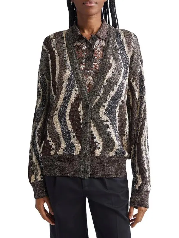 Missoni Stripe Metallic Cardigan - Brown Tones Stripes
