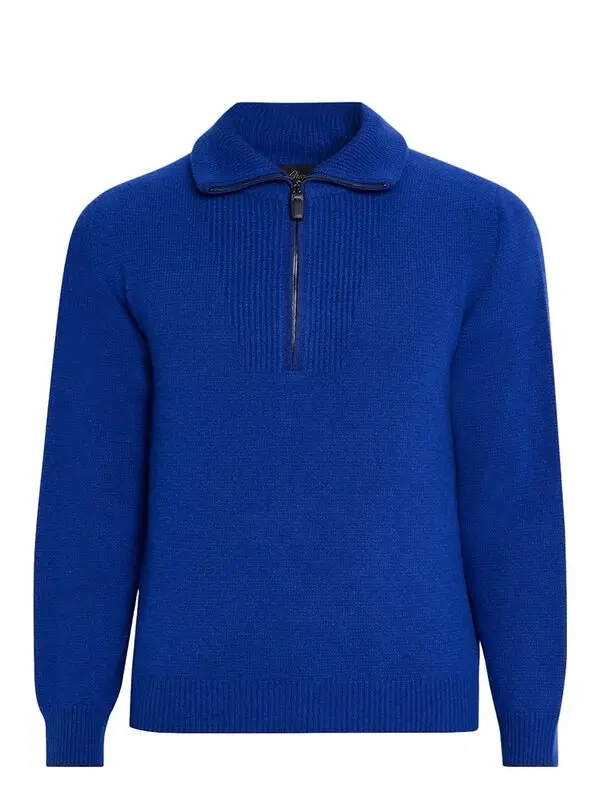 Brioni Cashmere And Silk Knit Half-zip Sweater - Royal