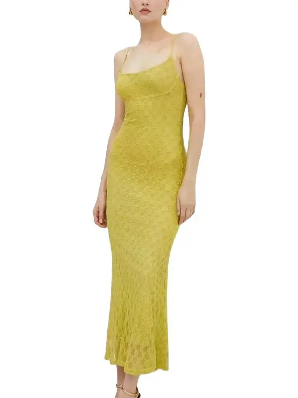 Bardot Floral-lace Midi Dress - Yellow