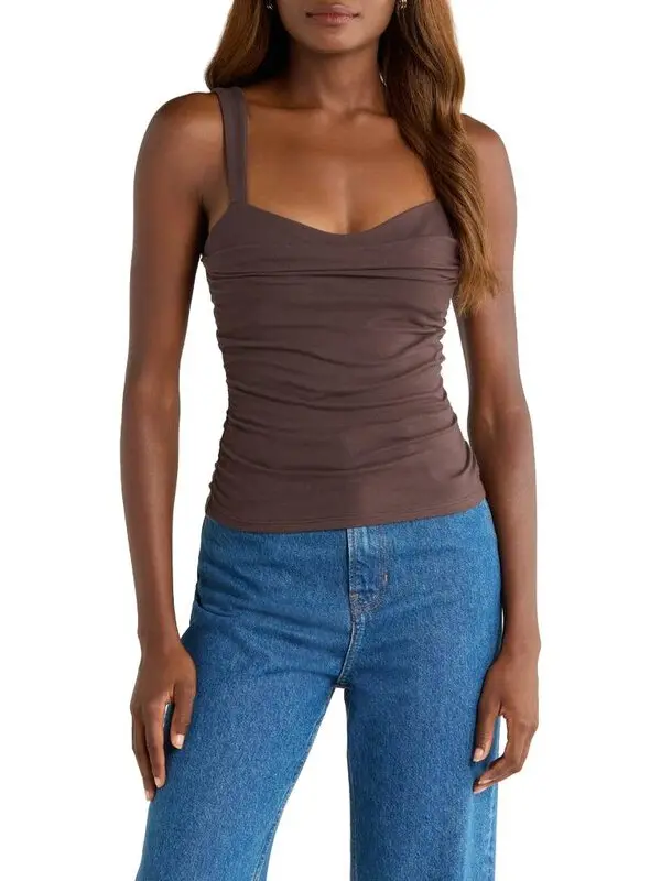 REFORMATION Trish Ruched Tank - Mole